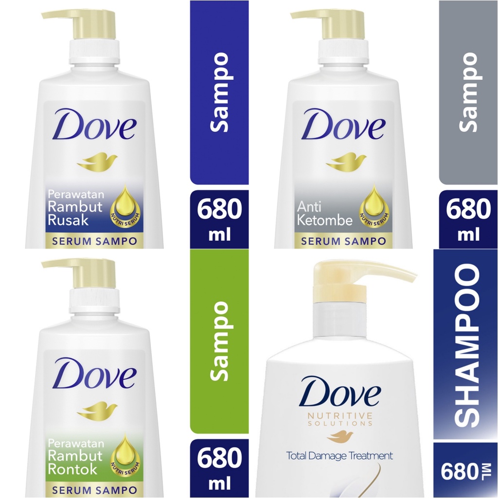 Jual Dove Shampoo 680ml Rambut Rontok | Rusak | Anti Ketombe | Total ...