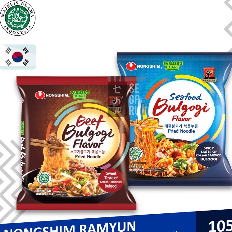 Jual [HALAL] NongShim Seafood / BEEF Bulgogi Fried Noodle 105gr / Nong ...