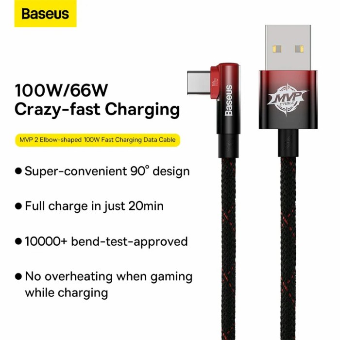 Jual Baseus Kabel Data MVP 2 Series Elbow USB to Type C Cable | Shopee ...