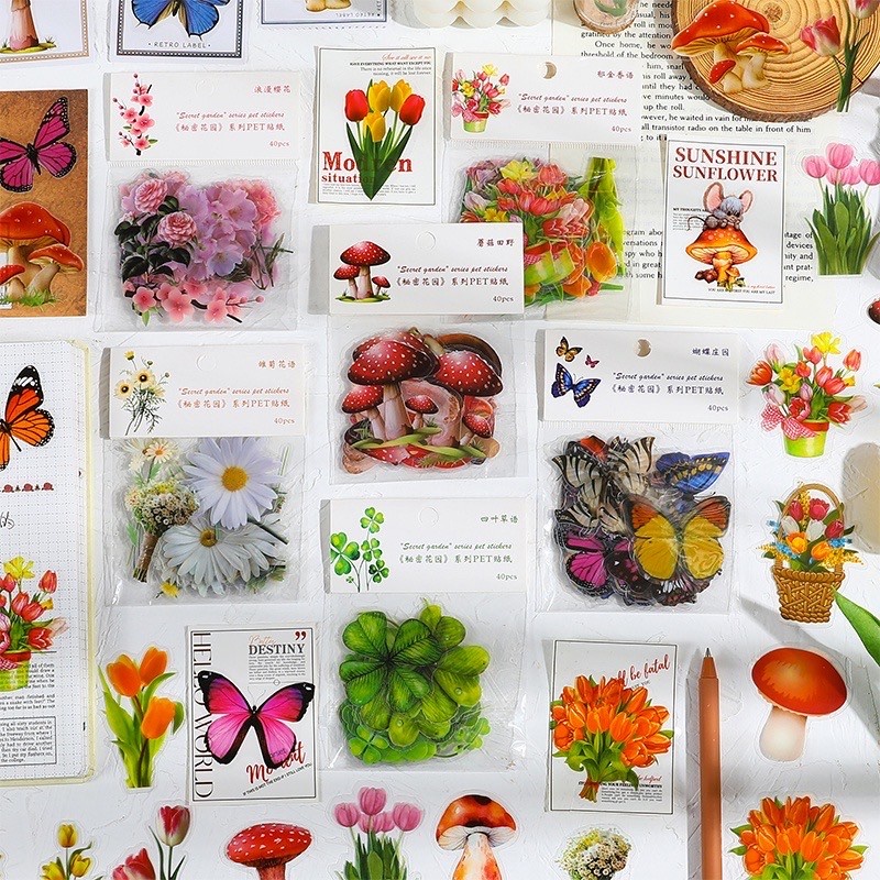 Jual PET Plants Sticker Ancient Flower Stiker Bunga Scrapbook 02 ...