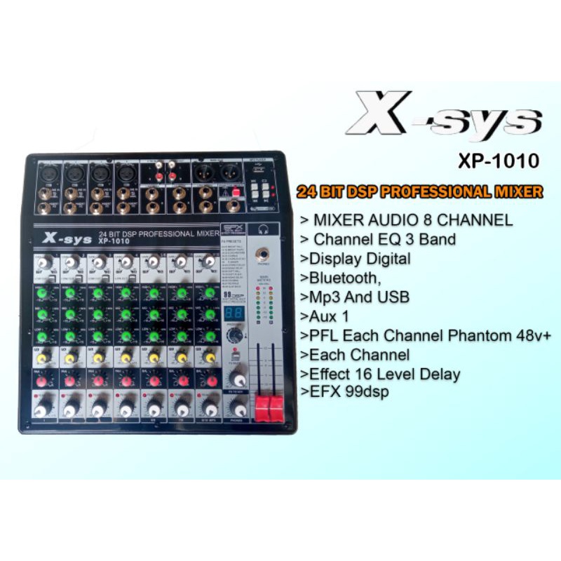 Jual Professional mixer 24 Bit DSP merk X-sys tipe model XP-1010 ...