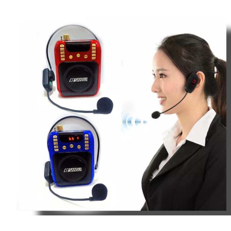 Jual wireless speaker pinggang mic microphone megaphone penguat suara ...
