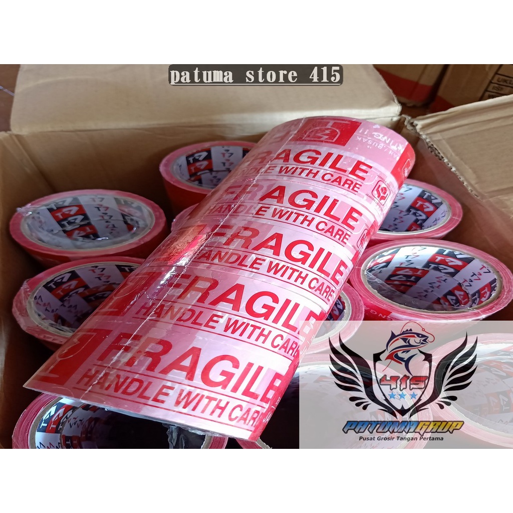 Jual Lakban Selotip 1slop Fragile Anti Pecah 45mmx72yard Merah Putih T7 ...