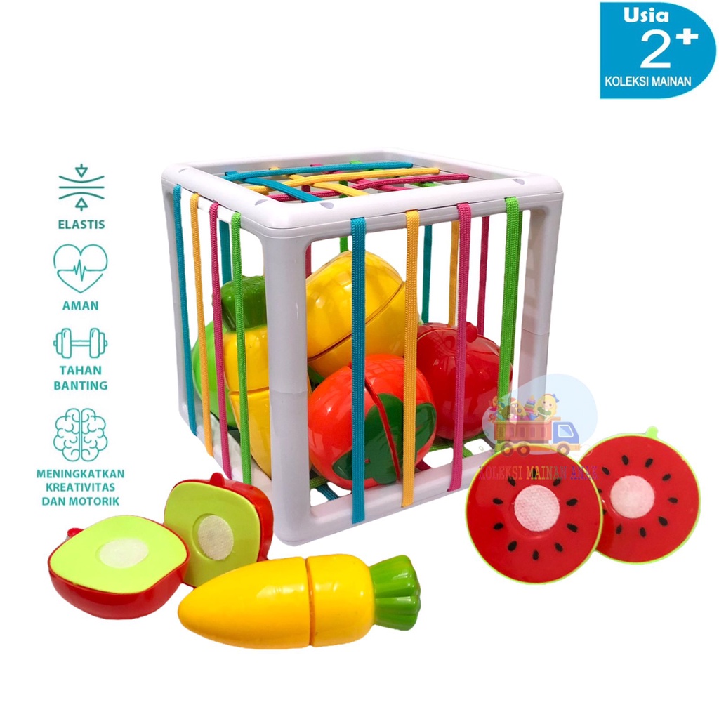Jual Mainan edukasi anak kotak keranjang sortir buah buahan sayur ...