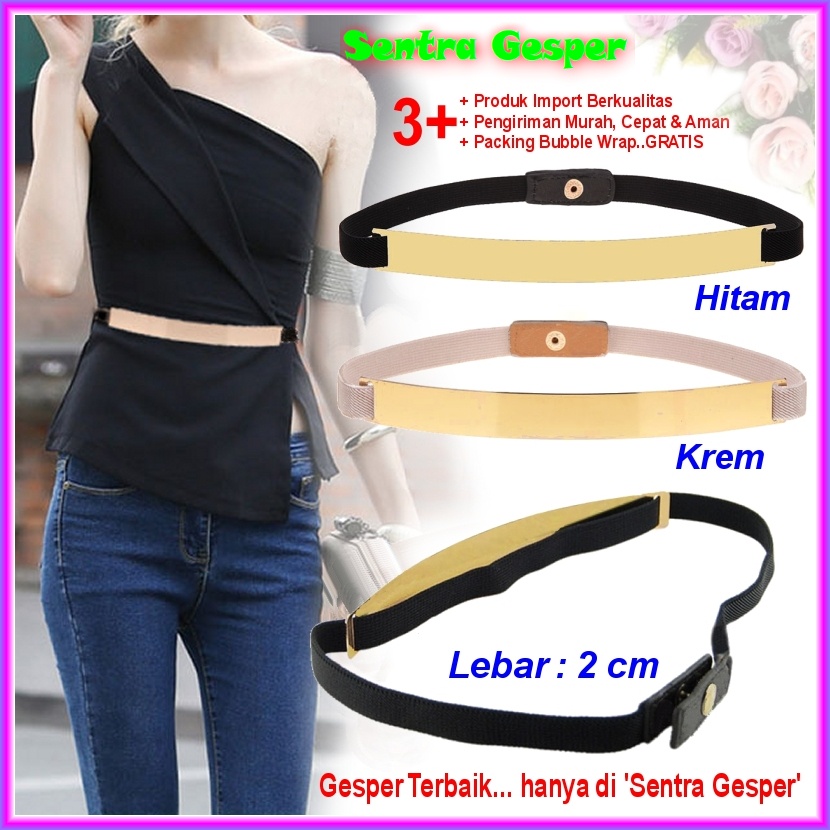 Jual Ikat Pinggang Wanita Plat GOLD Sabuk Gesper Fashion Cewek 2 Cm Obi ...