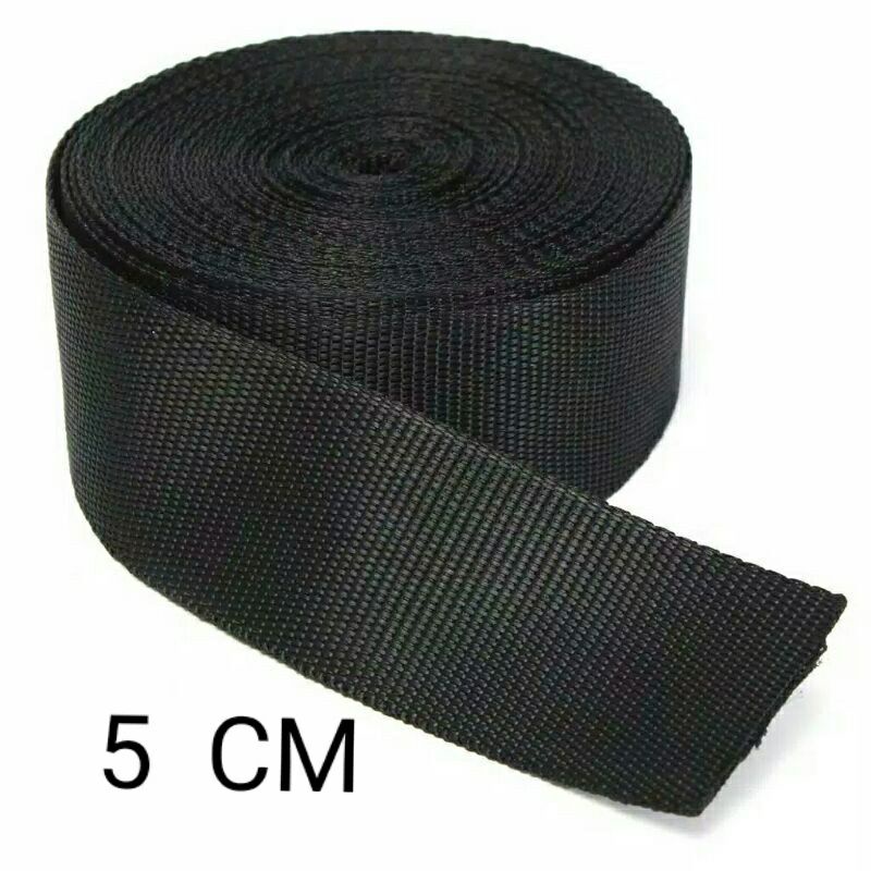 Jual webbing / bisban 5 cm hitam dan putih polos meteran | Shopee Indonesia