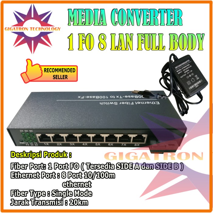 Jual Media Converter 1 Port Fo 8 Port Lan / Switch Fiber Optic 1 Fo 8 ...