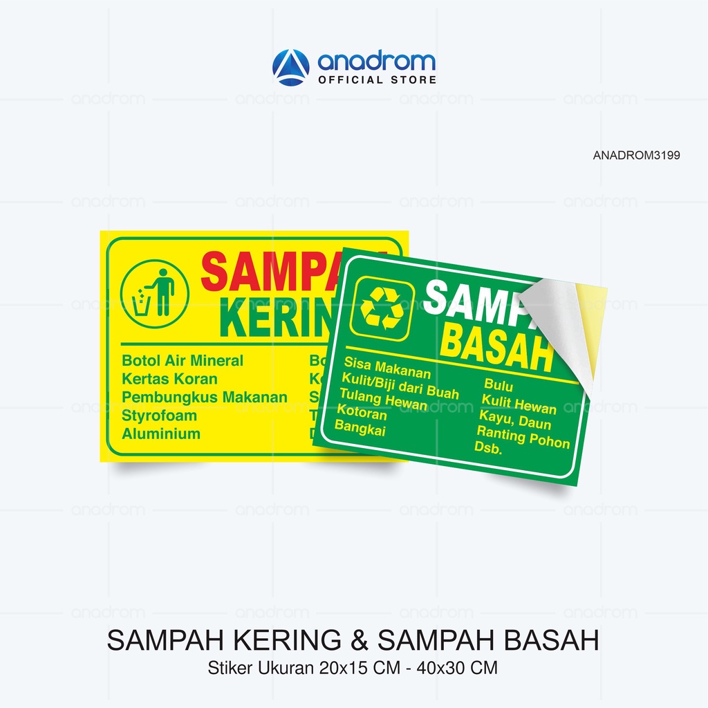 Jual Stiker Sampah Kering & Sampah Basah I Size 20x15 Cm - 40x30 Cm I ...