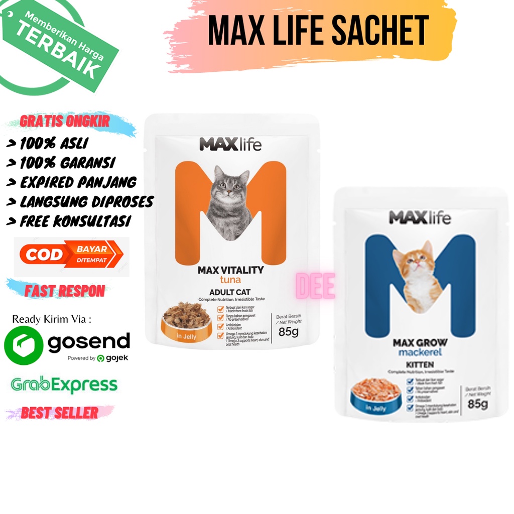 Jual MAX life Sachet Sacet Makanan Kucing Basah Pouch 85gr Maxlife ...