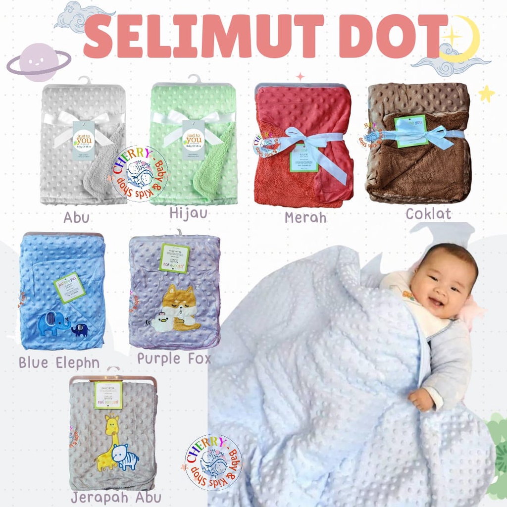 Jual Selimut Bayi Dot Double Fleece Bintik Polos Bordir Lembut CBKS ...