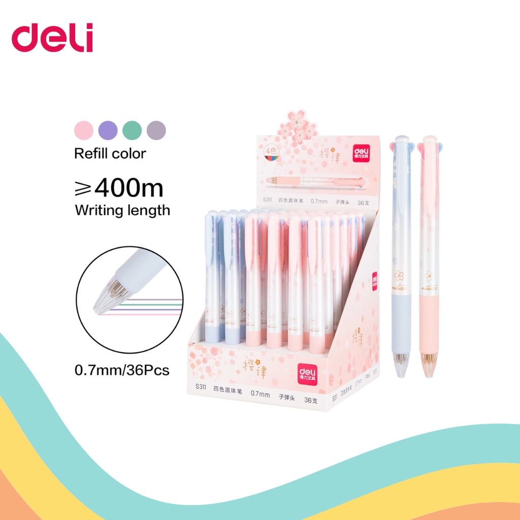 Jual BALLPOINT 4 WARNA DELI S-311 (1 PCS) | Shopee Indonesia