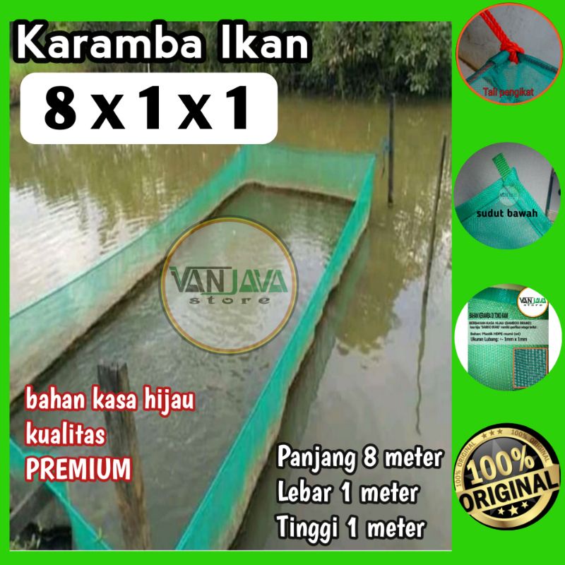 Jual Jaring Keramba Kolam ikan ukuran 8x1x1 Lele kotak pembesaran bibit ...