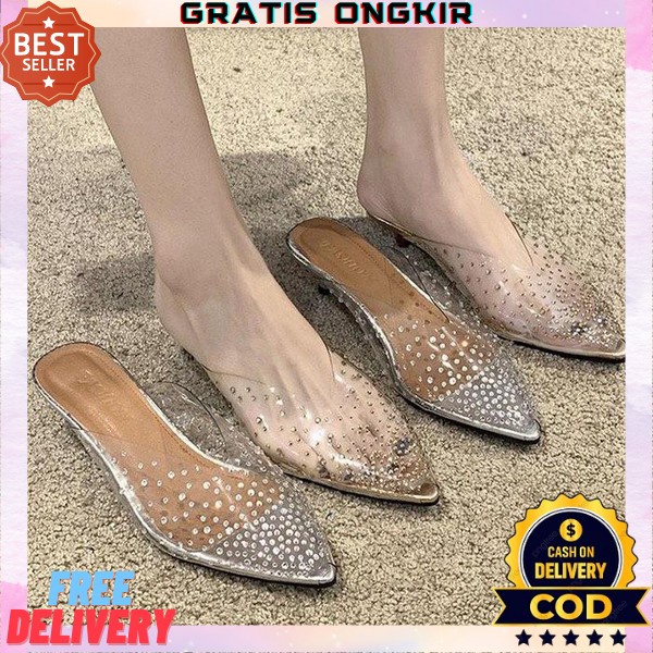 Jual Sepatu Hils Wanita Mika Kaca High Heels Cantik Murah Casual Impor ...