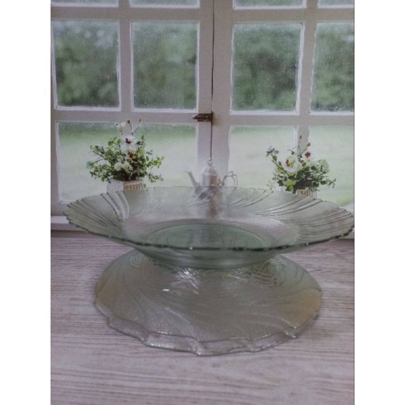 Jual piring kaca bening dimensi lingkar 23cm motif acak | Shopee Indonesia