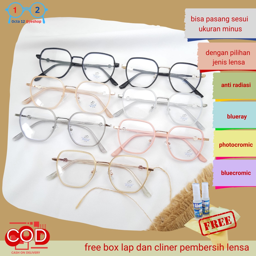 Jual Kacamata photocromic minus wanita imut 852 , bisa reques lensa sesuai ukuran untuk baca ...