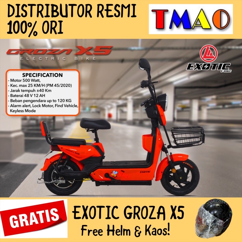 Jual SEPEDA LISTRIK EXOTIC X3 GROZA X4 X5 BY PACIFIC + BONUS HELM ...