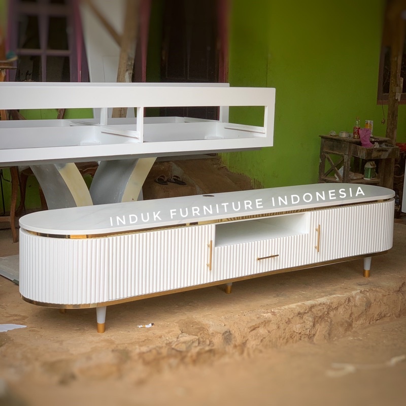 Jual CABINET TV TERBARU DUCO PUTIH GLOSY.bufet tv modern | Shopee Indonesia
