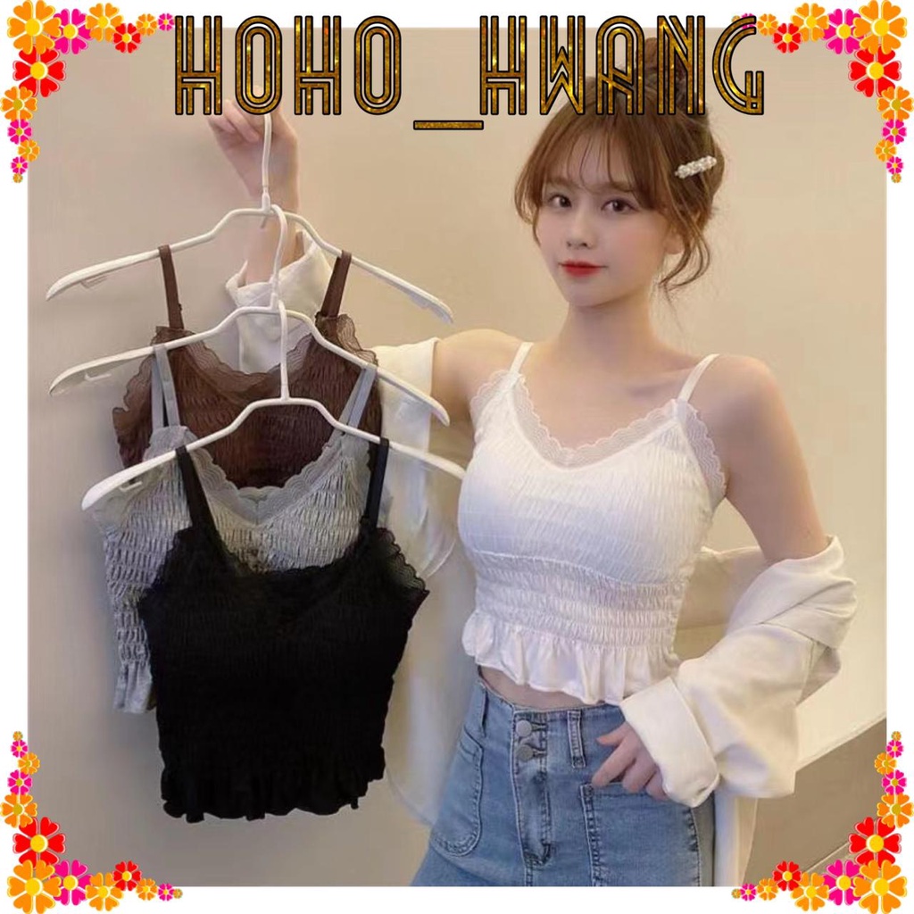 Jual HOHO_HWANG (B-333) Bra Wanita Sports Bra Aksen Hem Lace dengan Pad ...