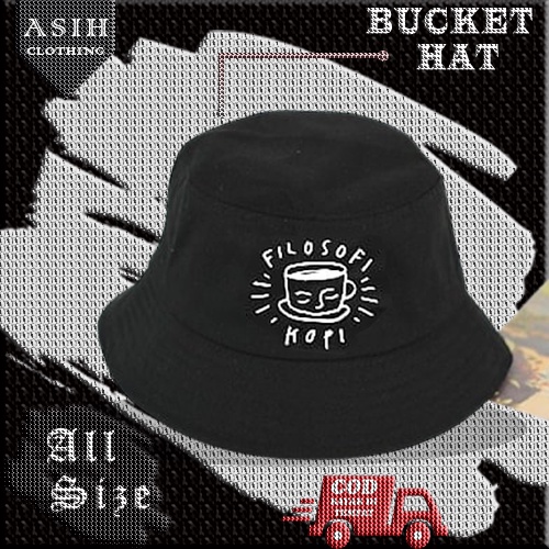Jual Topi Bucket Hat Topi Bucket Pria Outdor Model FILOSOFI Logo Putih ...