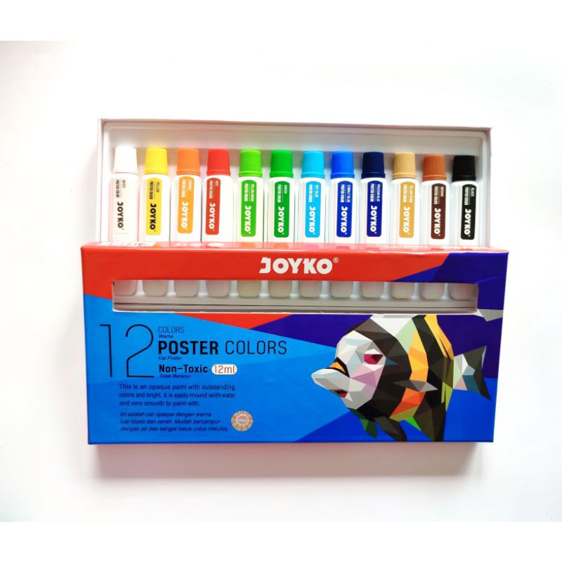 Jual Cat Poster 12 Warna Tube Joyko Poster Colors 12 Ml | Shopee Indonesia