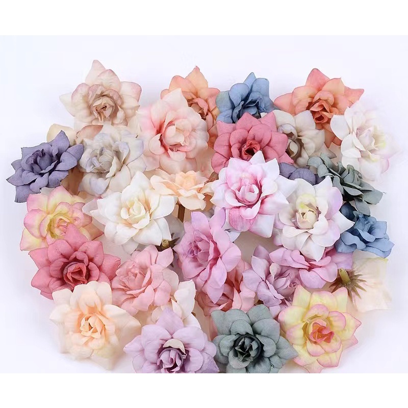 Jual Kepala Bunga - Mawar Mini 4 cm Kecil Kain Artificial Flower Rose ...