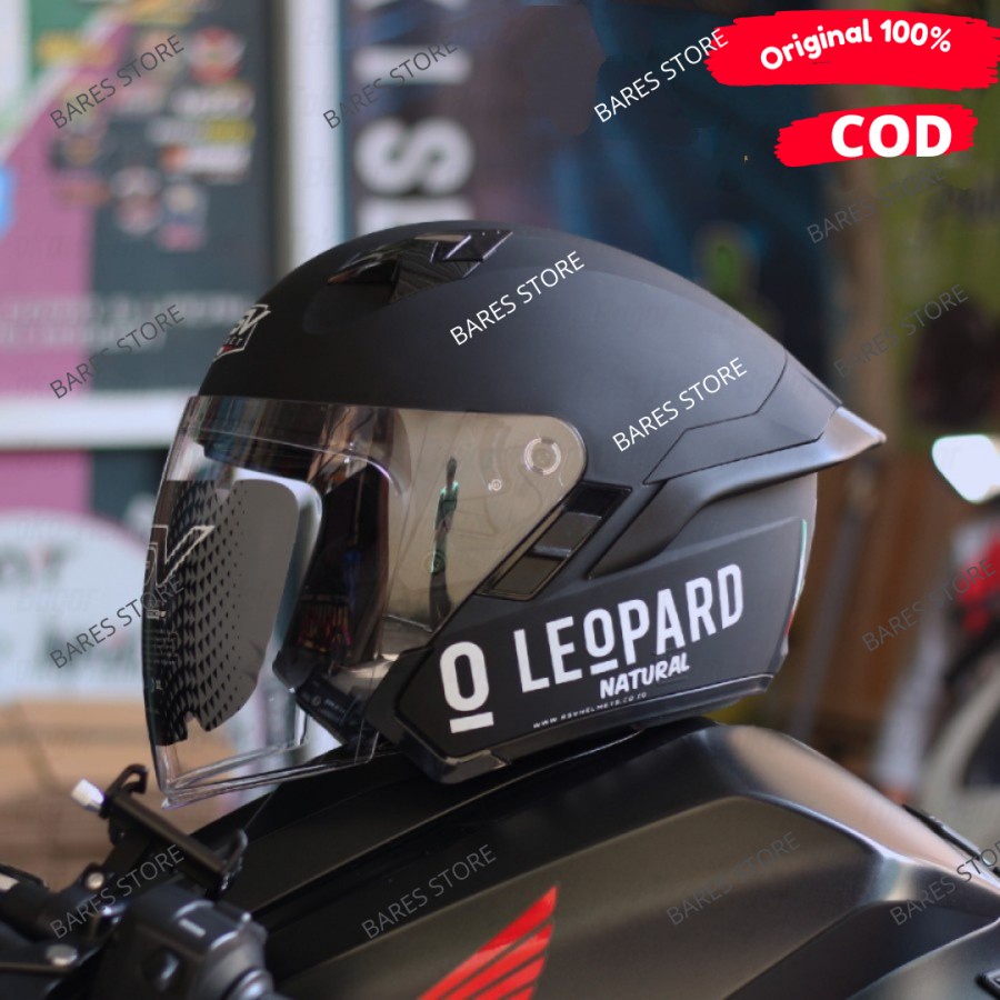 Jual Helm SV300 Black Doff Visor Clear Spoiler Black Sticker Leopard ...