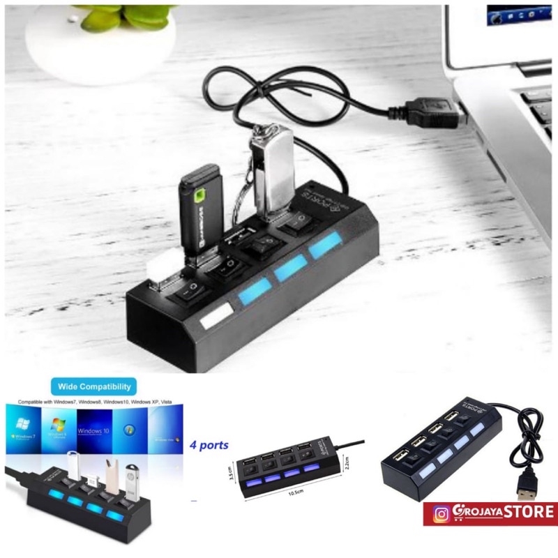 Jual [4 Port in 1 USB] Sambungan Kabel USB Hub Saklar 4 Port Output On ...