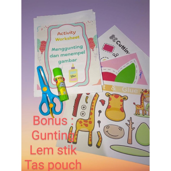 Jual Worksheet Anak 2 3 4 5 6 Tahun Aktivitas Menggunting Dan Menempel ...