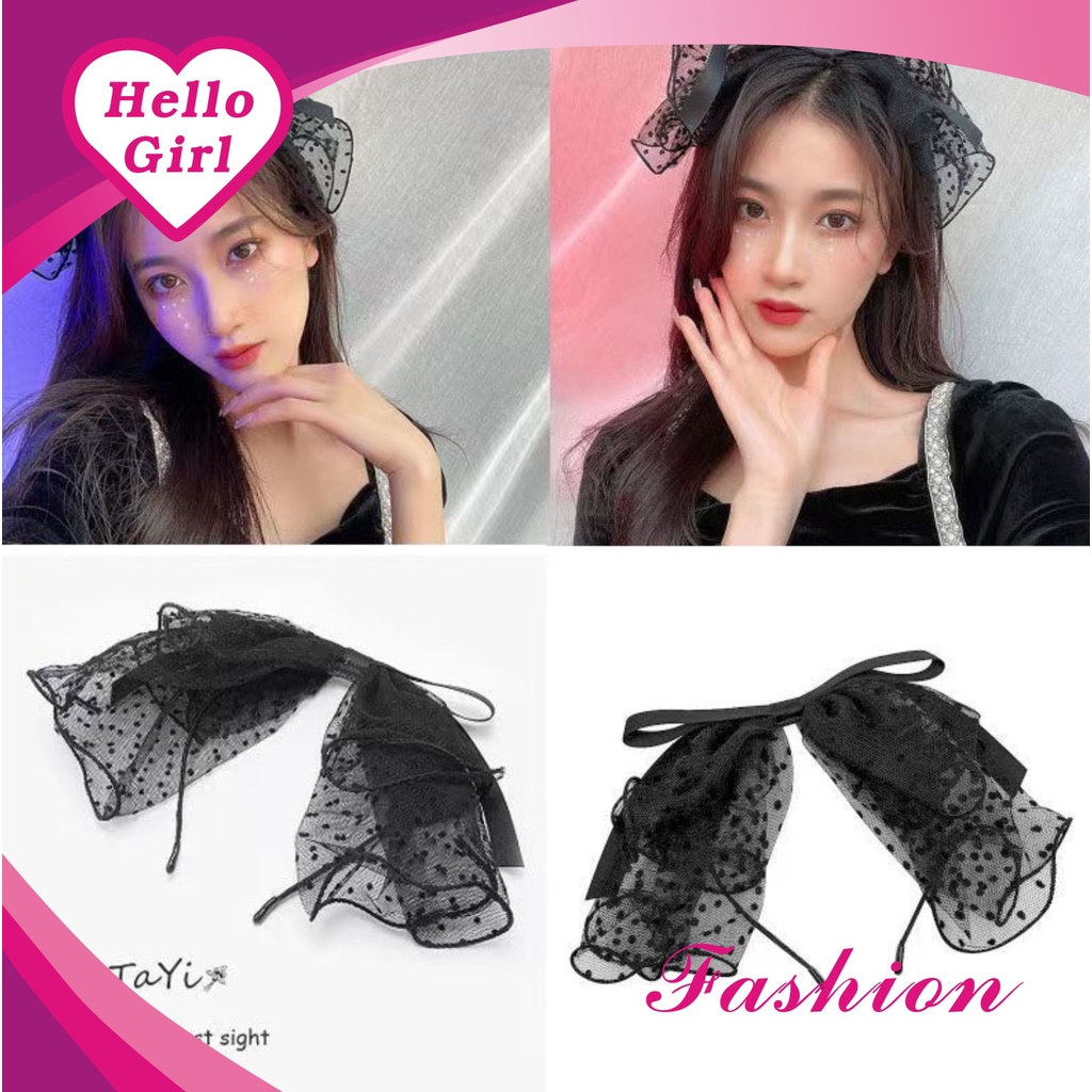 Jual (Hello Girl)B91 Bando Wanita Bandana Wanita Pita Besar Renda Gaya ...