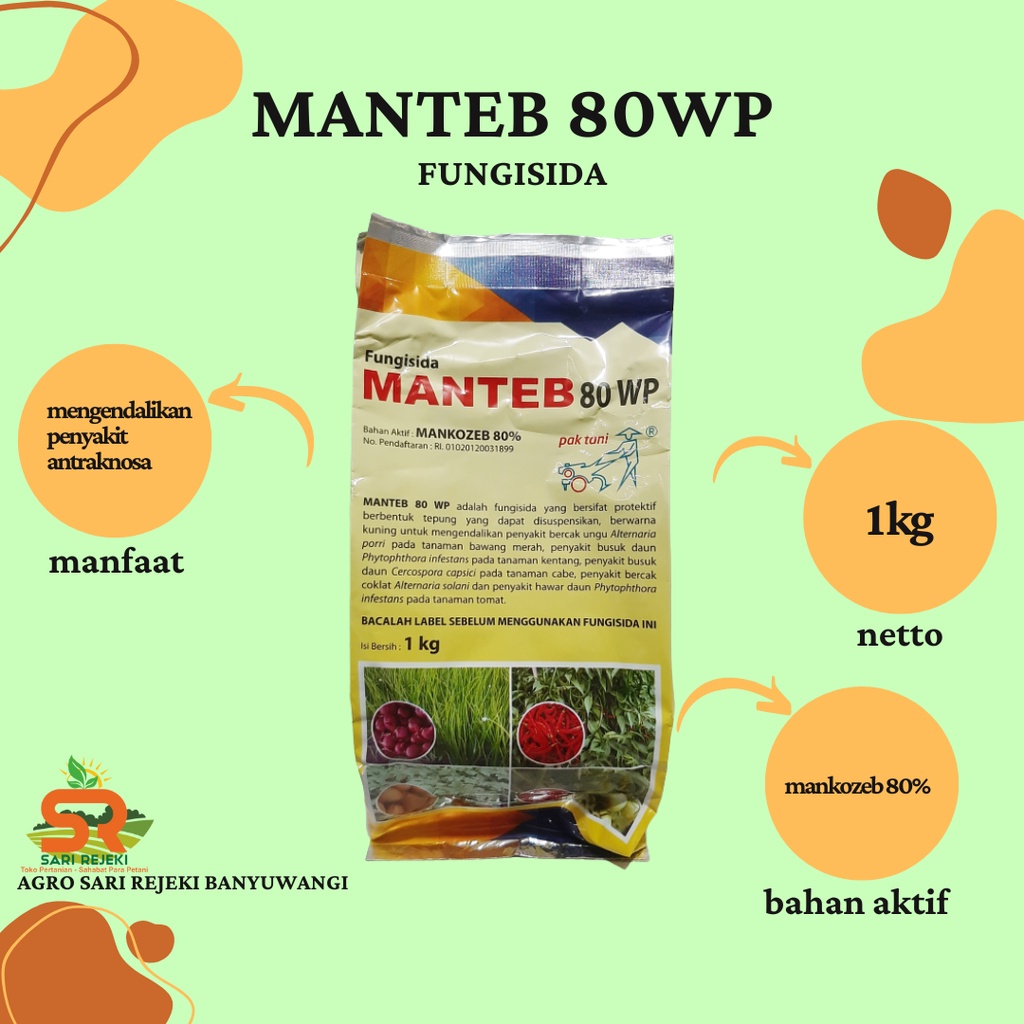 Jual MANTEB 80WP 1KG FUNGISIDA MANKOZEB KUNING | Shopee Indonesia