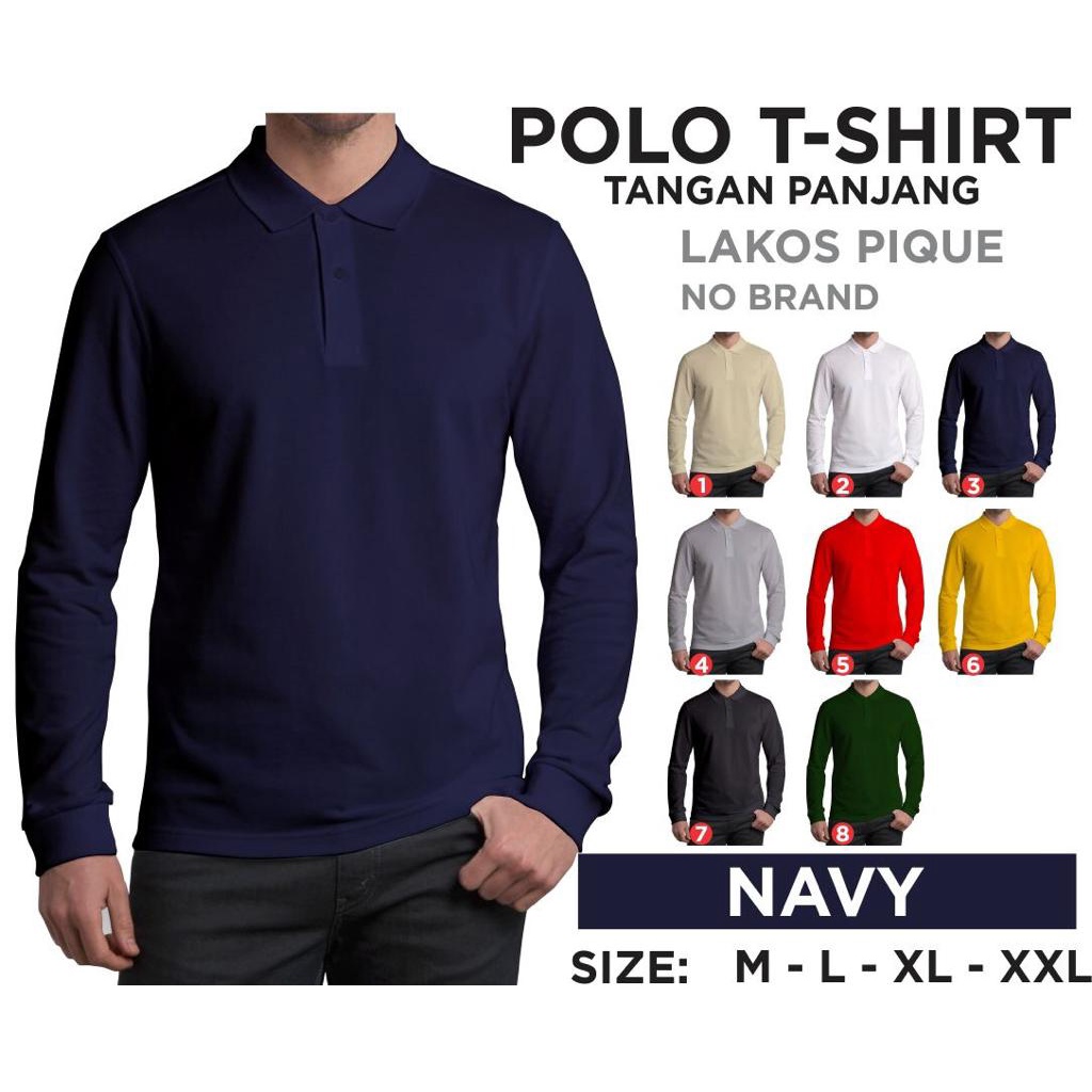 Jual Liso wear - Kaos kerah pria polo shirt panjang | kaos seragam polos dewasa lengan panjang ...
