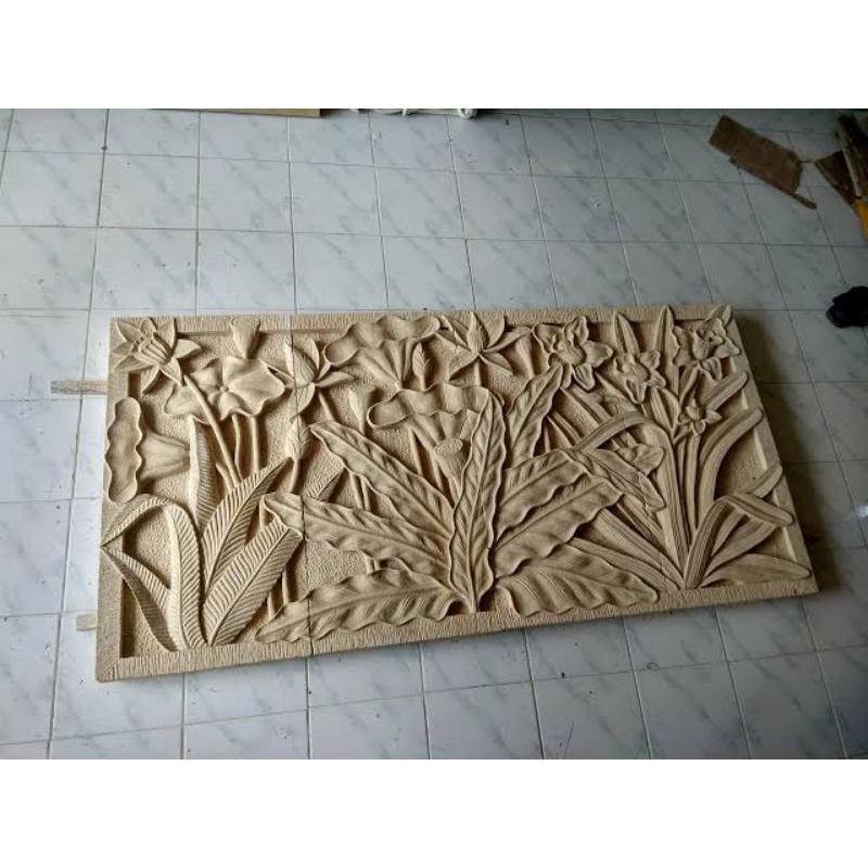 Jual relief bunga bunga motif ukiran tempel hiasan dinding 60x300 ...