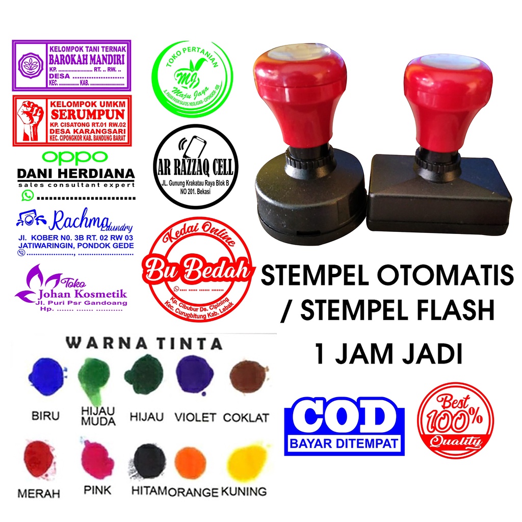Jual STEMPEL FLASH OTOMATIS DESIGN CUSTOM free edit | Shopee Indonesia