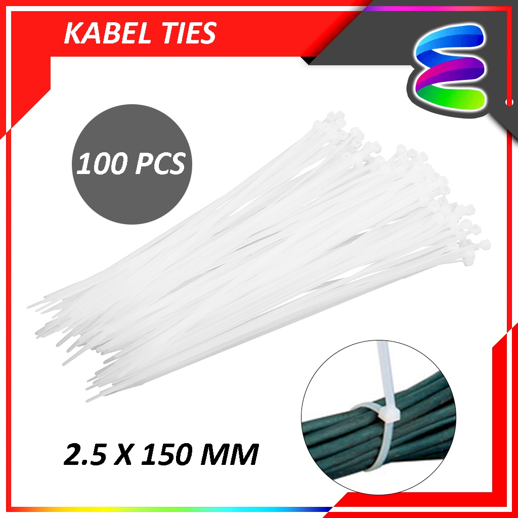 Jual Kabel Tis 15 cm Cable Ties Tie Tali Alat Pengikat Pendek Putih 150mm Nylon Nilon Kecil 2.5 ...
