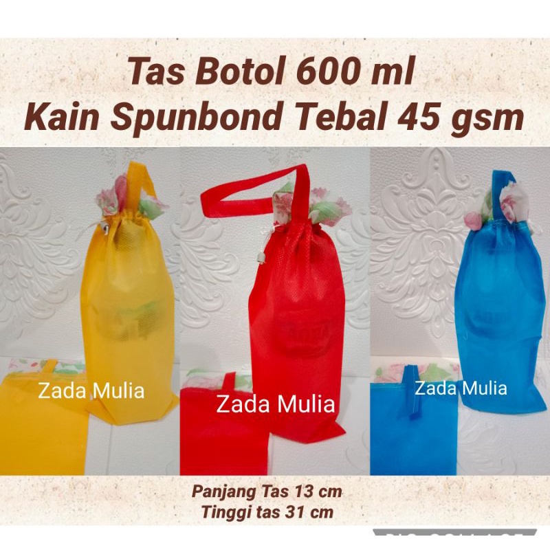 Jual 12 pcs Tas botol 600 ml tebal 40 gsm ukuran 13x31 cm, kantong ...