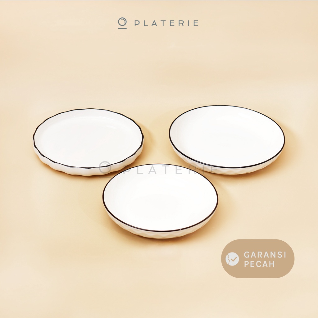 Jual PLATERIE Piring Porcelain Embossed Plate 7 & 8 Inch / 18 & 20 cm ...