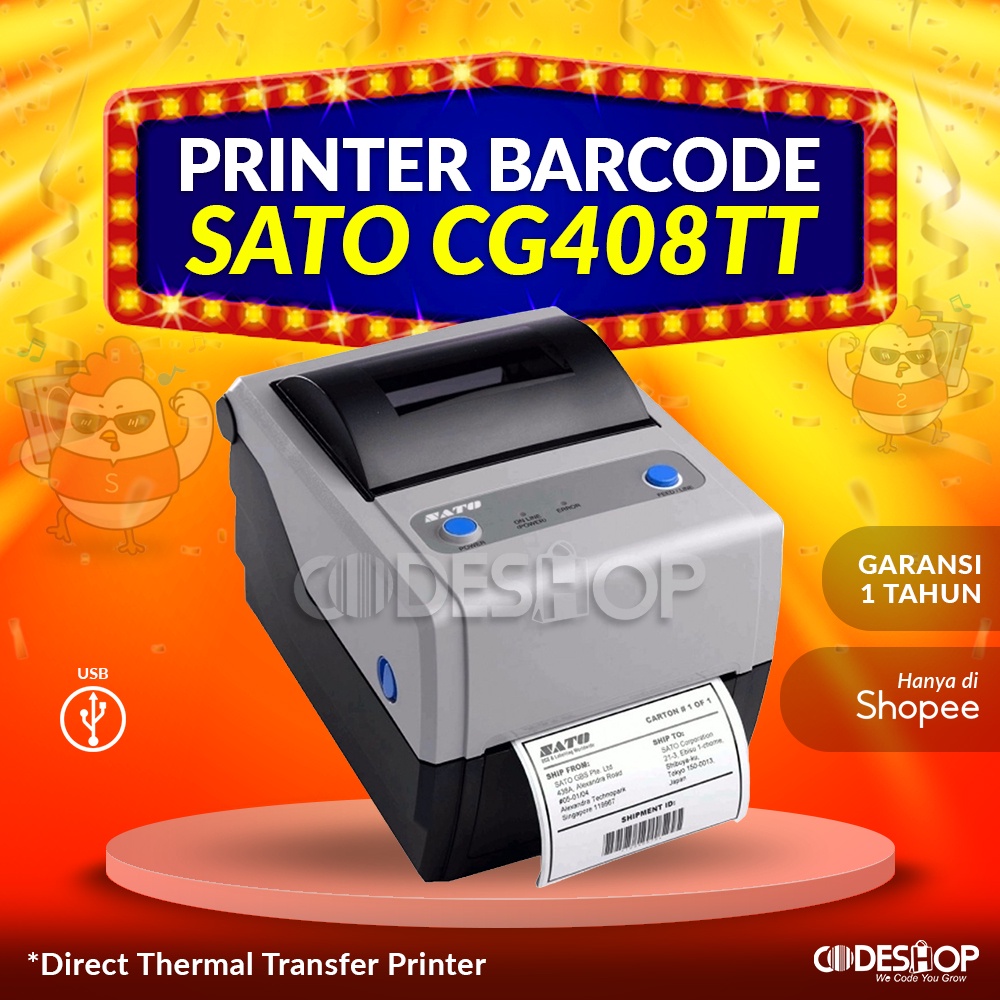 Jual Sato Printer Barcode CG 408TT - Cetak Label Pengiriman | Shopee ...