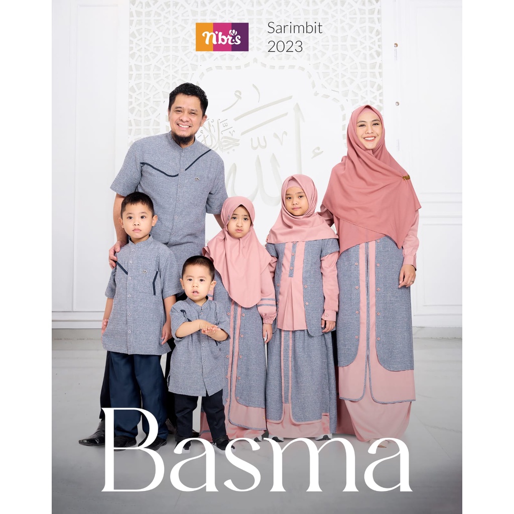 Jual Sarimbit Nibras Basma Gray Blue Baju Couple Keluarga Terbaru 2023 Gamis Modern Muslim ...