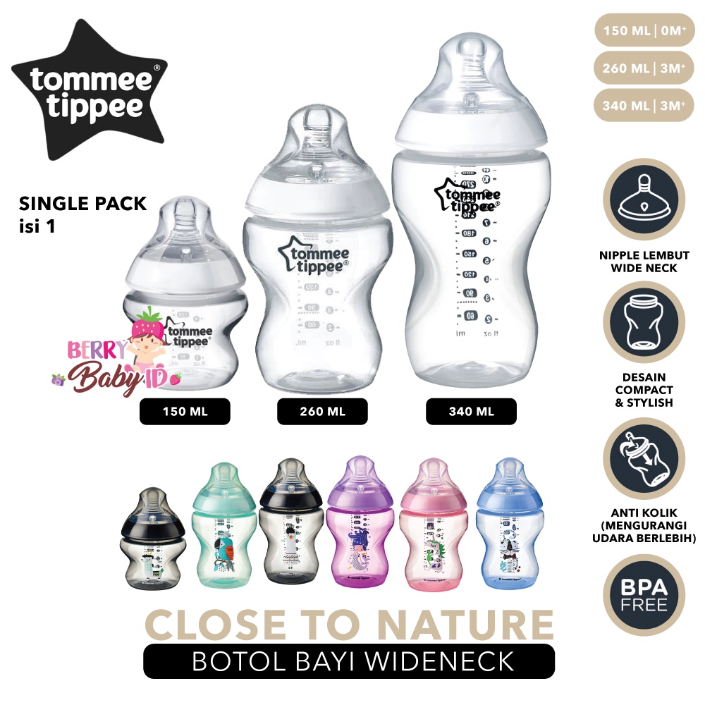 Jual Tommee Tippee Closer to Nature Single Bottle Botol Susu Wide Neck ...