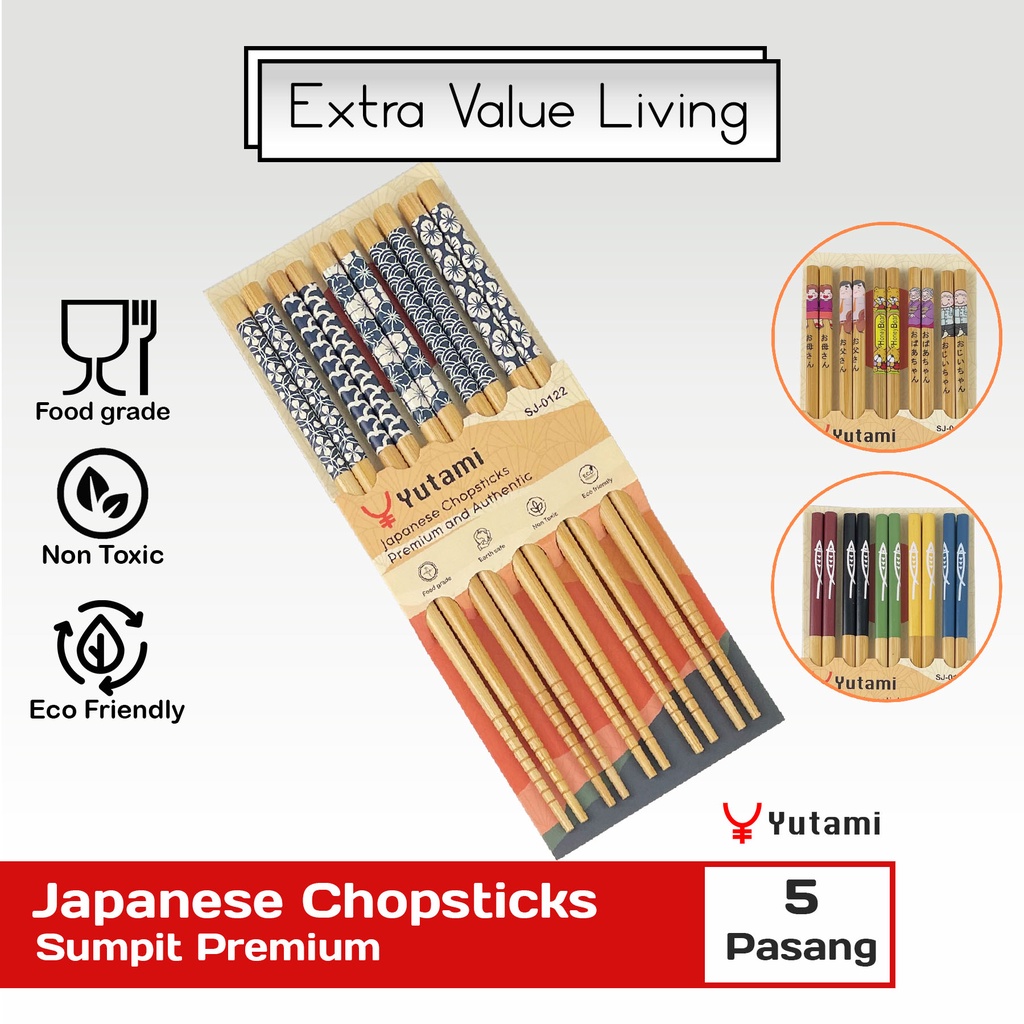 Jual YUTAMI Sumpit Kayu 5 Pasang Sumpit Jepang Sumpit Anak Sumpit Bambu ...