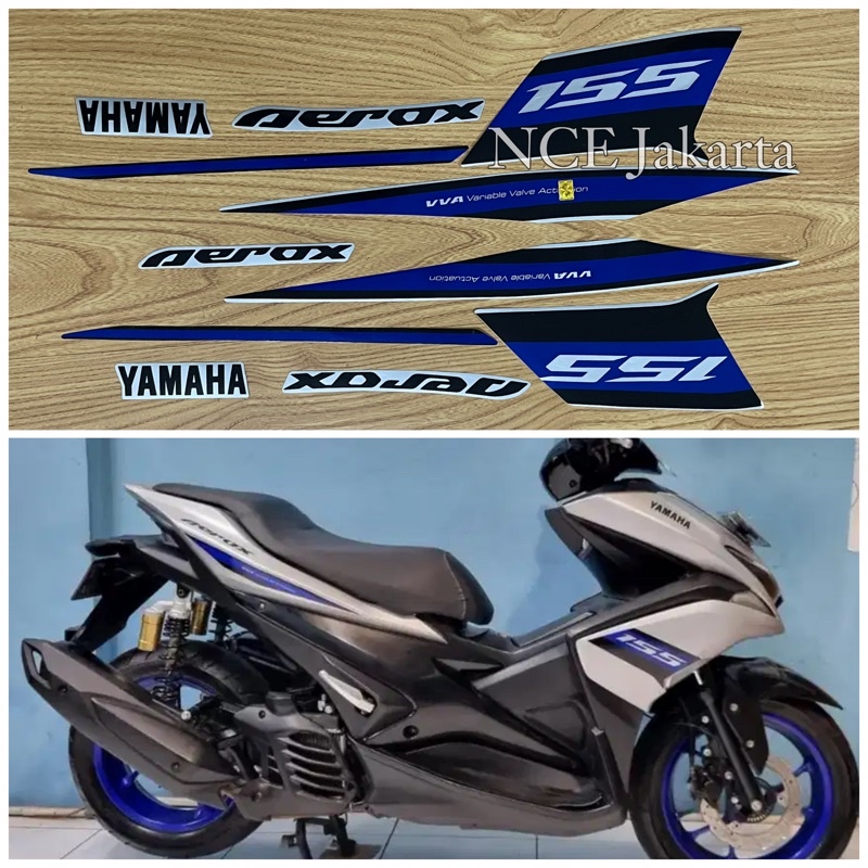 Jual STIKER STRIPING MOTOR AEROX R 2018 SILVER BIRU | Shopee Indonesia