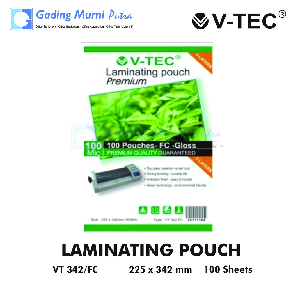 Jual Plastik Laminating / Mika Laminating Ukuran Folio F4 V-TEC 342/FC ...