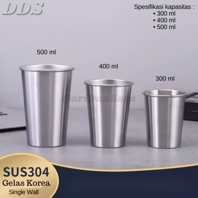Jual Gelas Stainless Korea Single Wall SUS 304 300 400 500 ml | Shopee Indonesia