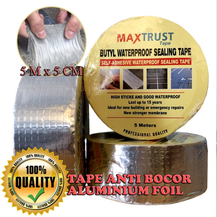 Jual Tape Sealent Lakban Perekat Anti Bocor Butyl Aluminium Foil Waterproof | Shopee Indonesia
