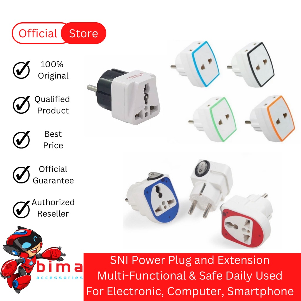 Jual Adaptor Travel Charger SNI Steker Sambungan Colokan Listrik Kaki 3 ke 2 EU KR Plug Adapter ...
