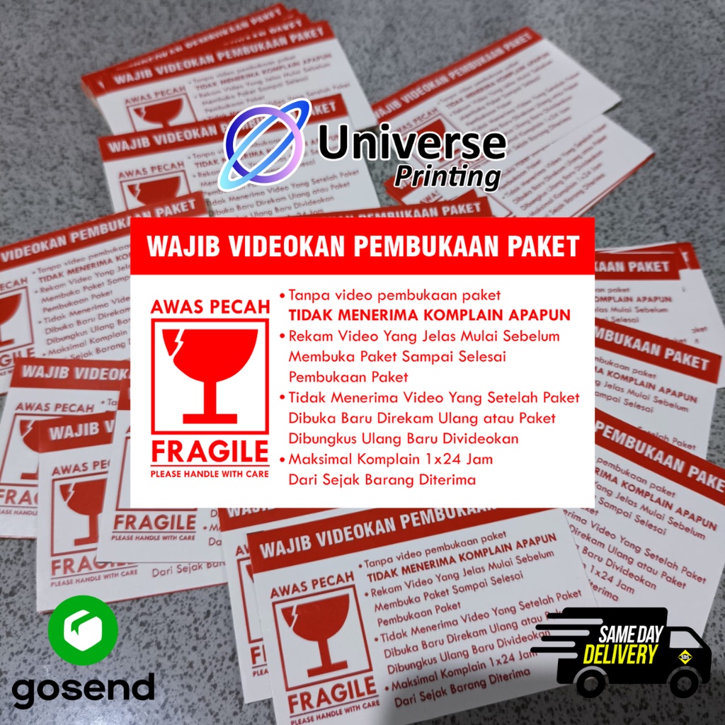 Jual Sticker UNBOXING / Sticker Fragile Packing Box Label Dus Pecah ...