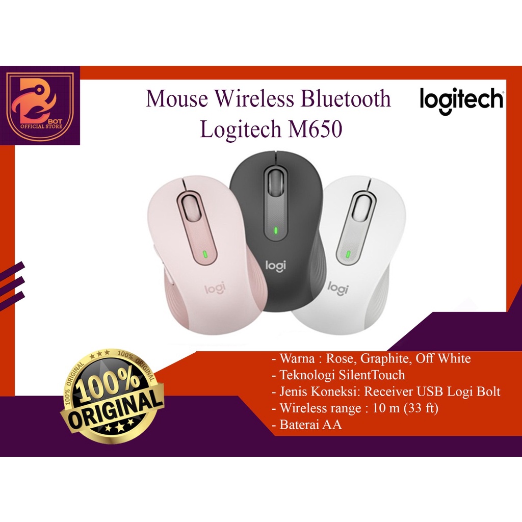 Jual Logitech Signature M650 M 650 Mouse Wireless Bluetooth Silent ...