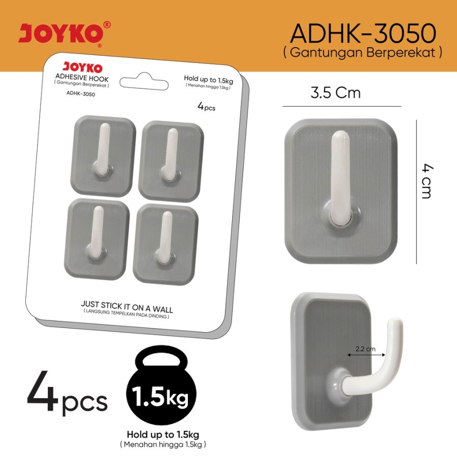 Jual Gantungan Adhesive Hook Tempel Dinding Perekat Joyko ADHK-3050 ...