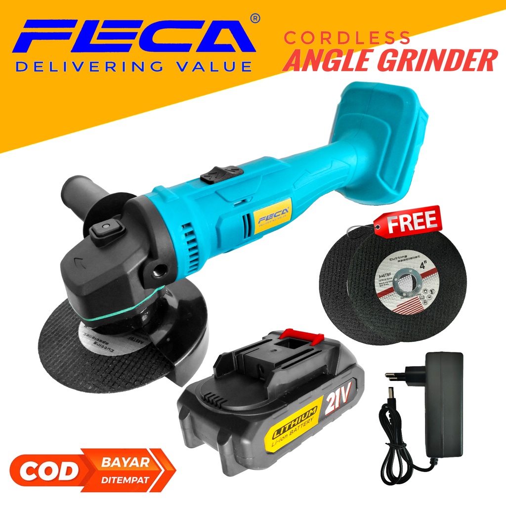 Jual Cordless Angle Grinder Gerinda Tangan Blade 4 Inch FECA Grinda ...