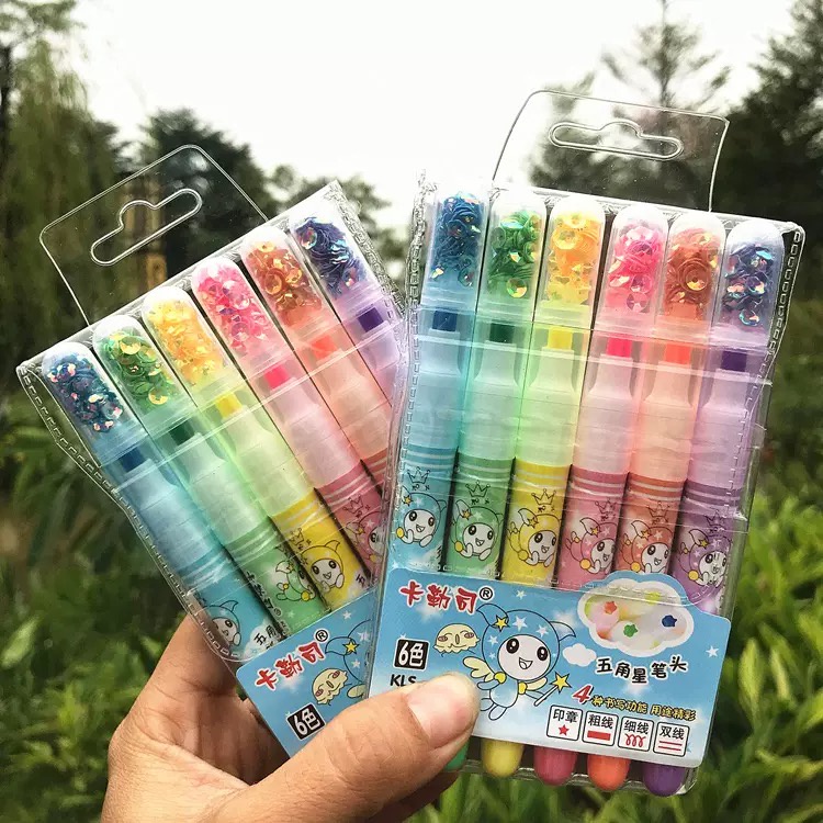 Jual (6 PC) SET STABILO GLITTER | HIGHLIGHTER LUCU UNIK | PERALATAN ...